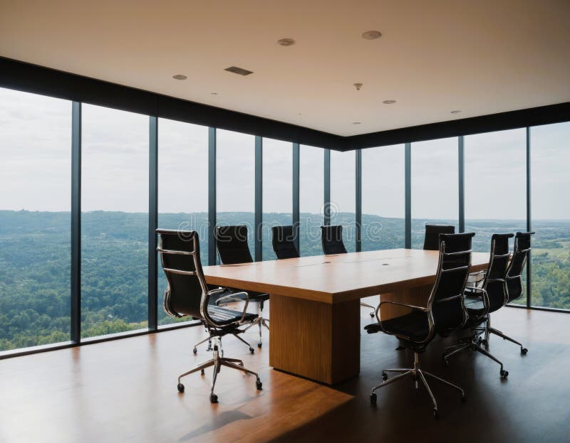 Meeting Room in a Modern Office with Panoramic Windows Stock ...