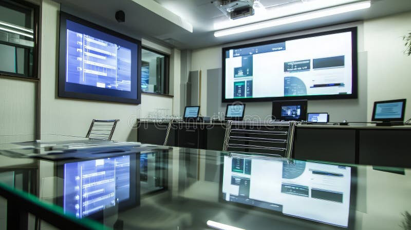 Meeting Room with Multiple Monitors Stock Image - Image of professional ...