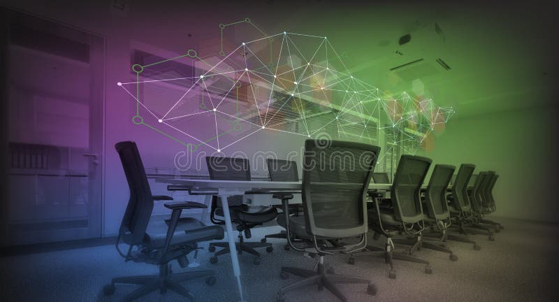 Meeting Room in Office with Network Graphic Stock Image - Image of ...