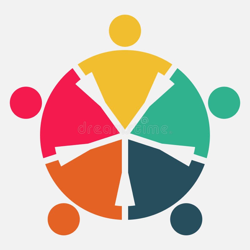 Group Four People Logo Handshake in a Circle,Teamwork Icon.vector ...