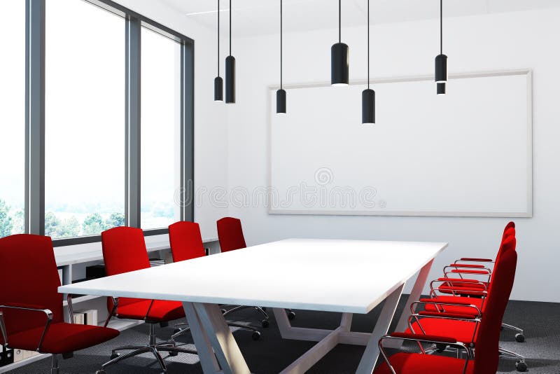 Meeting Room with Red Chairs, Whiteboard Stock Illustration ...