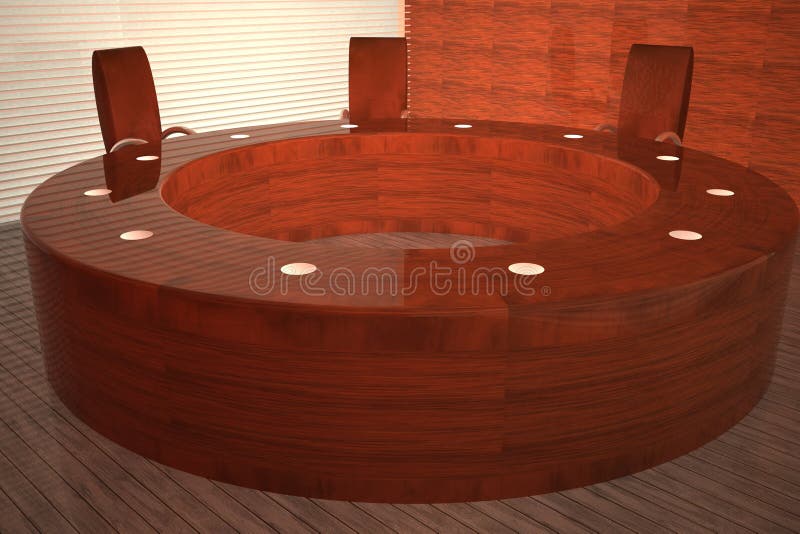 Meeting Room with Round Table Stock Illustration - Illustration of ...