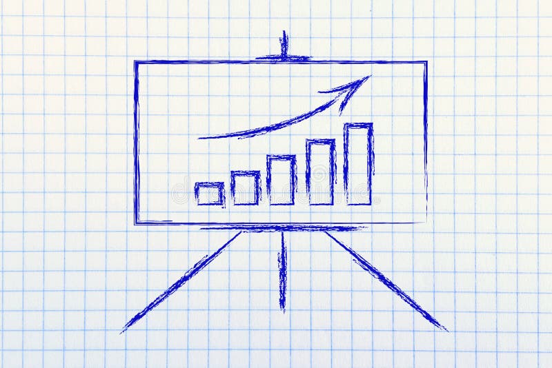 Meeting Room Whiteboard Stand with Positive Stats Graph Stock Photo ...