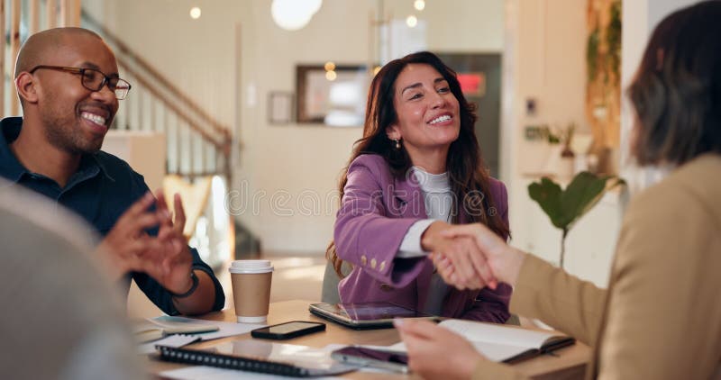 Meeting, Shaking Hands and Business People in Office for Discussion ...