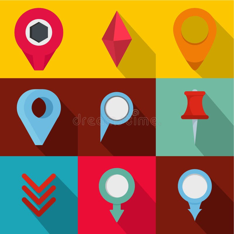 Meeting Spot Icons Set, Flat Style Stock Vector - Illustration of ...