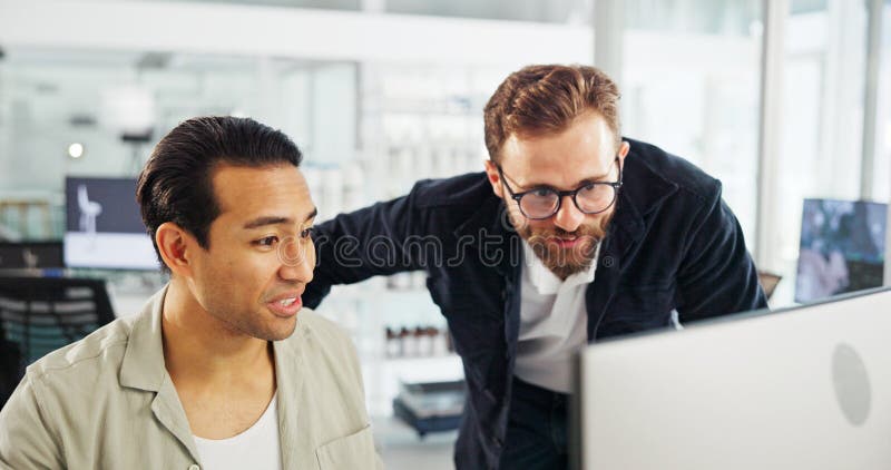 Meeting, Sustainability and Business Men on Computer in Office for ...