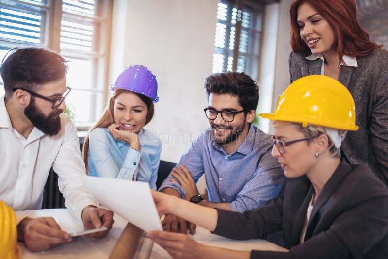 Meeting the Team of Engineers Working on a Construction Project Stock ...