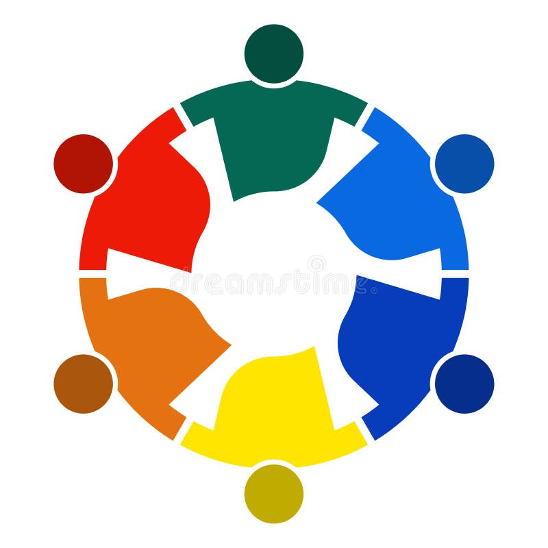 Meeting Teamwork Room People Logo.group of Six Persons in Circle Stock ...