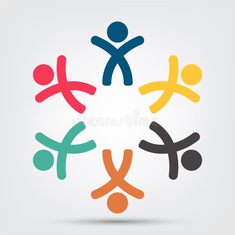Meeting Teamwork Room People Logo.group of Six Persons in Circle ...