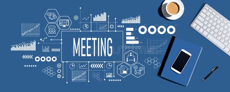 Meeting Theme with Computer Keyboard and Office Items Stock Photo ...