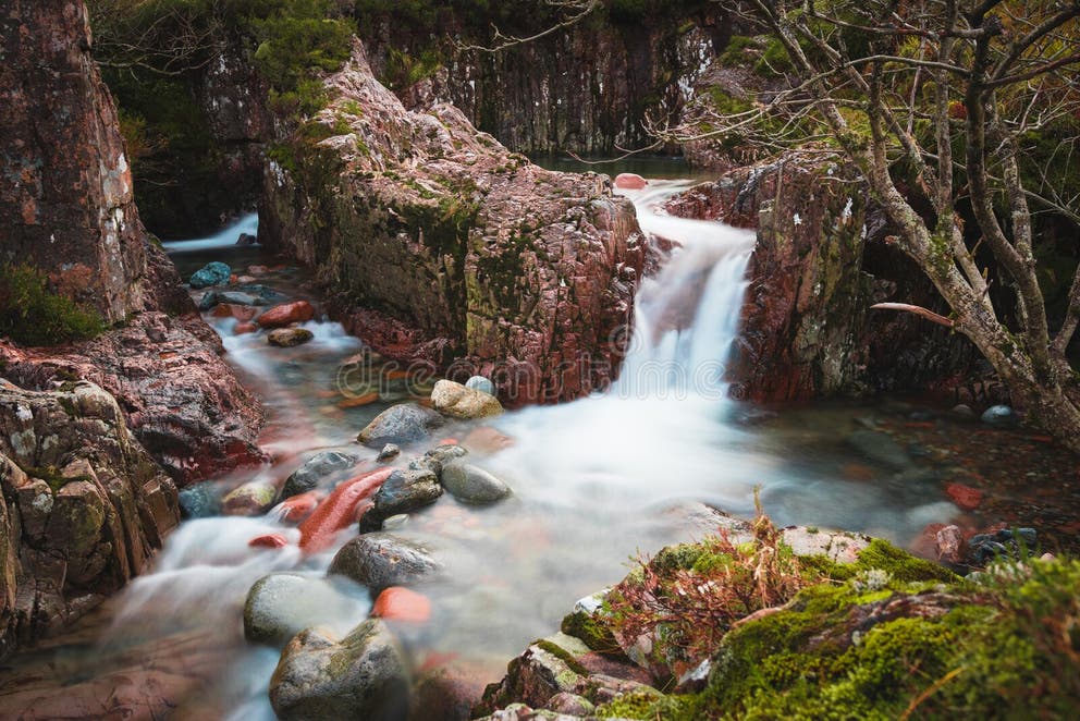 Glencoe waterfall stock photo. Image of pool, breathtaking - 105608010
