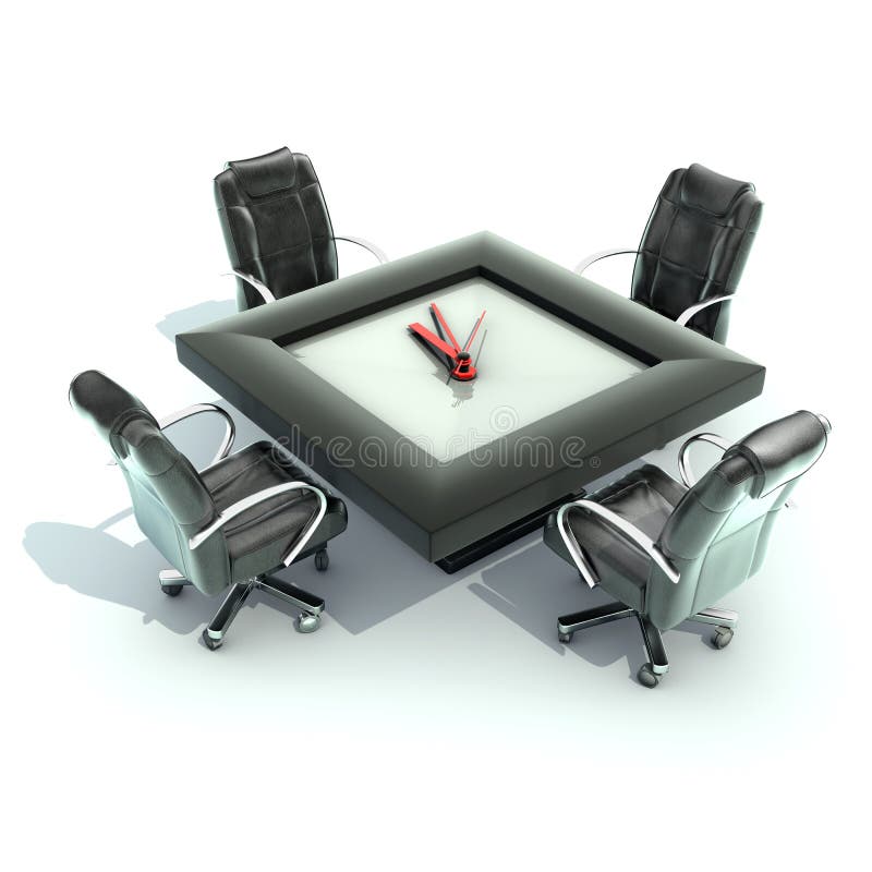 Meeting Time - Table with a Large Clock Stock Illustration ...