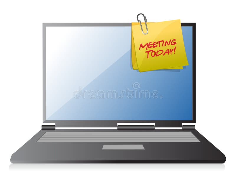 Meeting Today Post it on a Laptop Stock Illustration - Illustration of ...