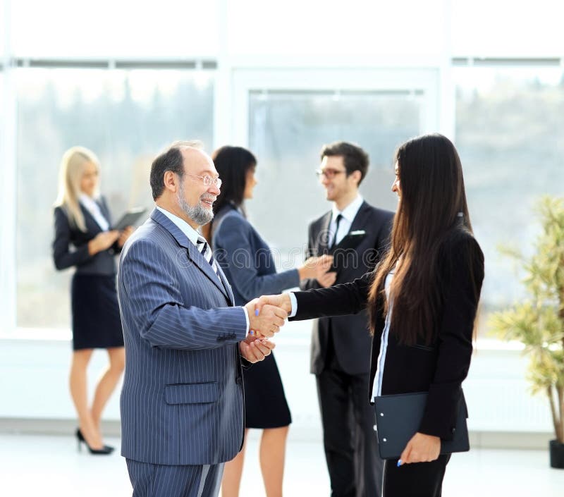 Meeting of Two Business Partners at the Presentation Stock Photo ...