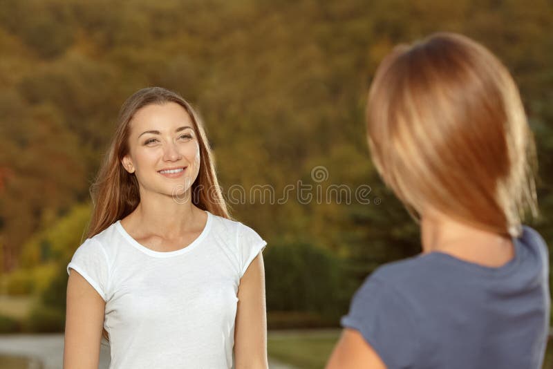 Meeting of two girlfriends stock photo. Image of girlfriends - 61336190