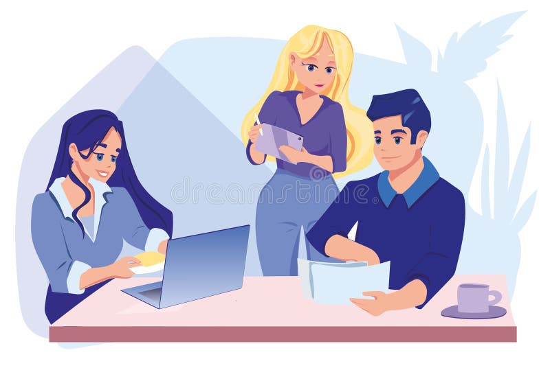 Meeting at Work, Discussion, Conversation with Speech Bubbles ...