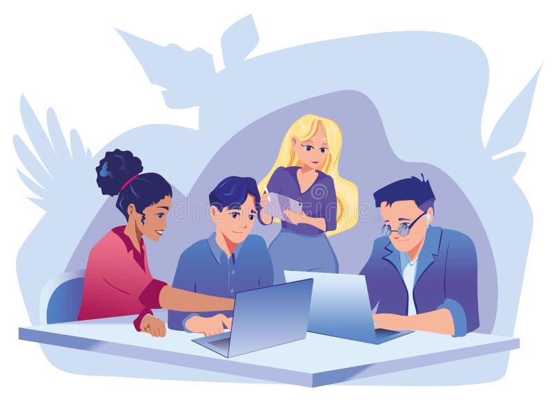 Meeting at Work, Discussion, Conversation with Speech Bubbles ...