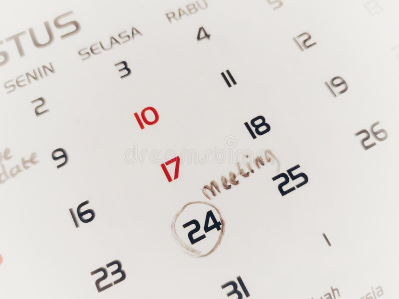 Meeting Written on Calendar - Tuesday the 24th Stock Image - Image of ...