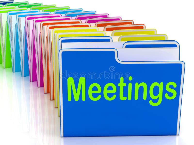 Meetings Folders Means Talk Discussion or Conference Stock Illustration ...