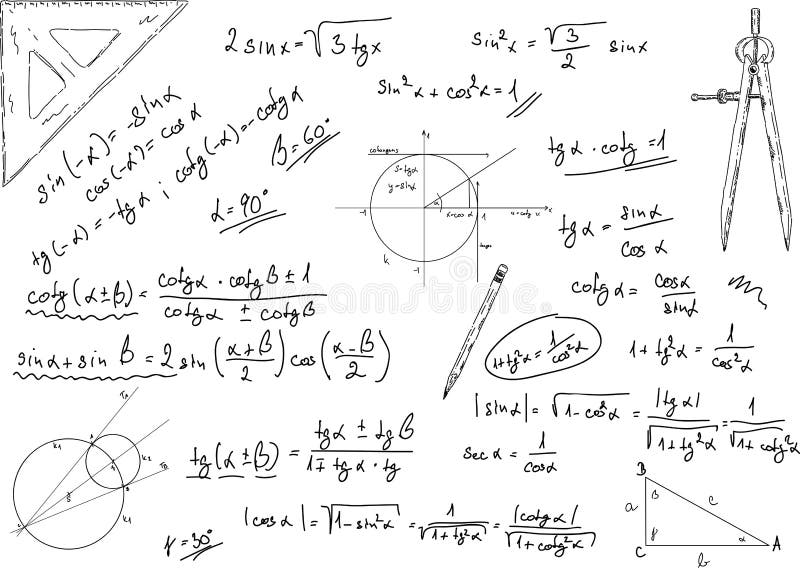 Wiskunde En Meetkunde Vector Op Groen Vector Illustratie - Illustration ...
