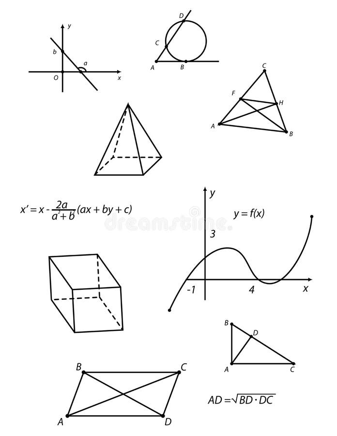 De Cijfers En De Formules Van De Meetkunde Vector Illustratie ...