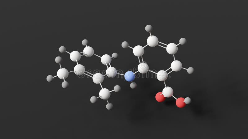 Mefenamic Acid Molecule, Molecular Structure, Ponstel, Ball and Stick ...