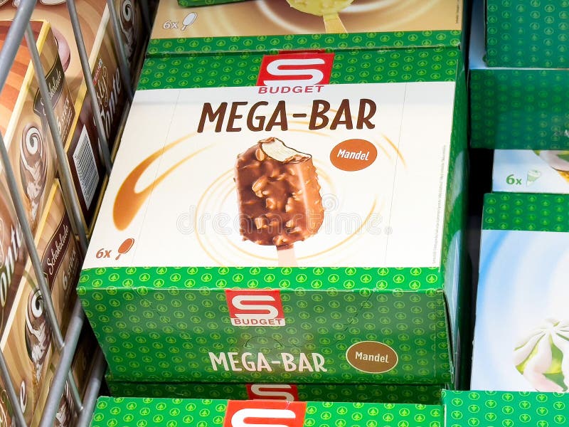 Mega-bar Ice Cream Packaging with Almonds in Green Box Editorial Photo ...