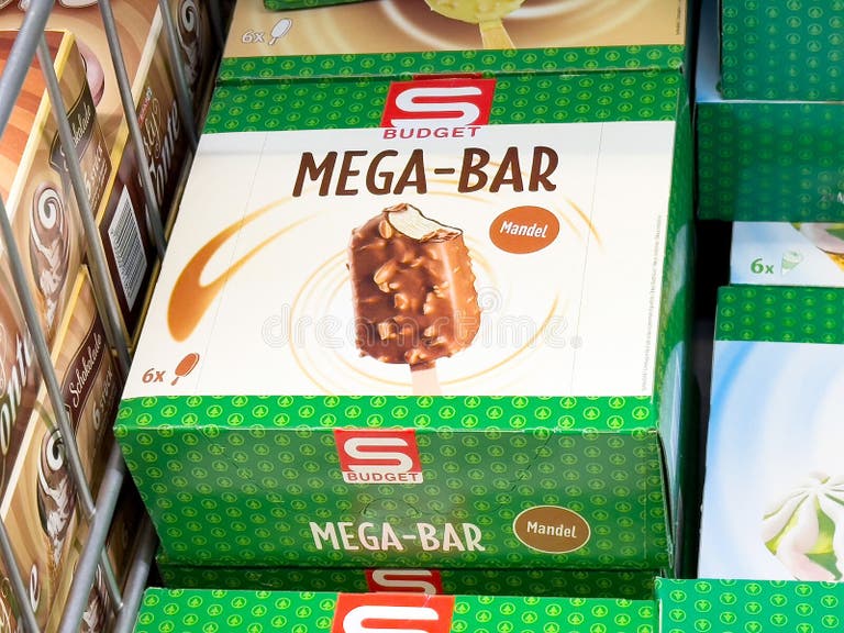 Mega-bar Ice Cream Packaging with Almonds in Green Box Editorial Photo ...