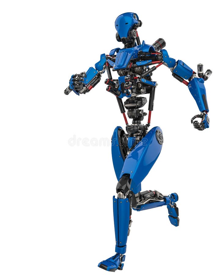 Mega Blue Robot Super Drone in a White Background Stock Illustration ...