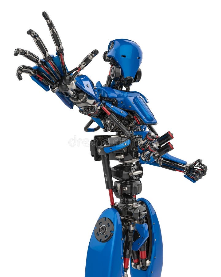 Mega Blue Robot Super Drone In A White Background Stock Illustration ...