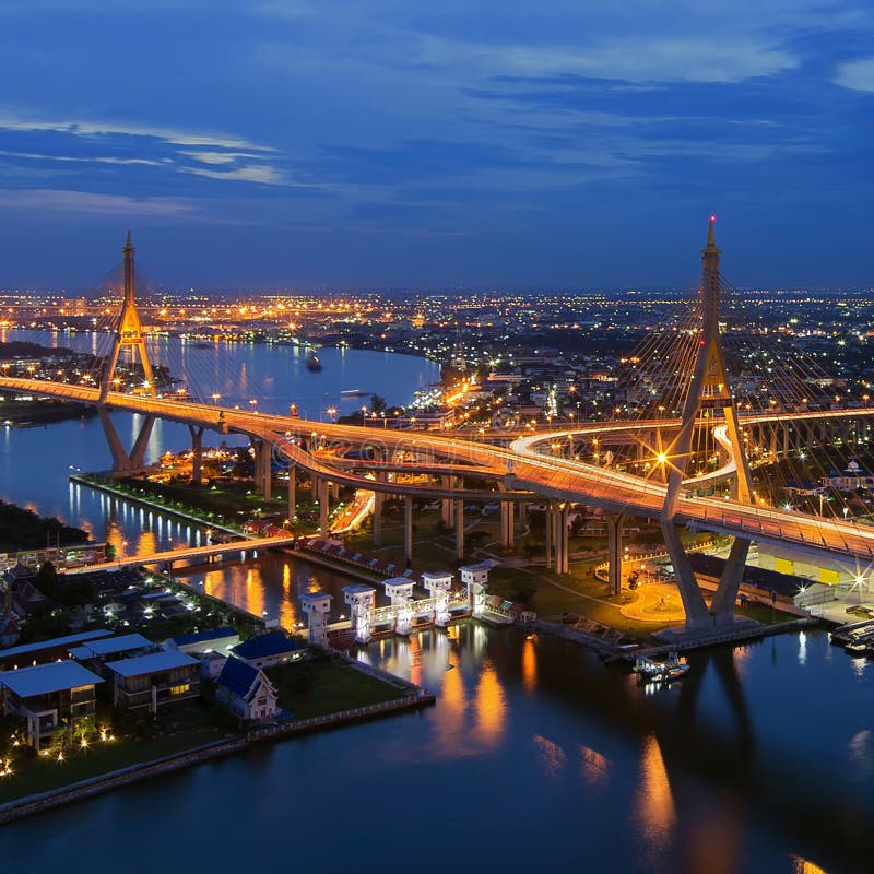 Mega Bridge, Bhumibol Bridge Stock Photo - Image of garden, highway ...