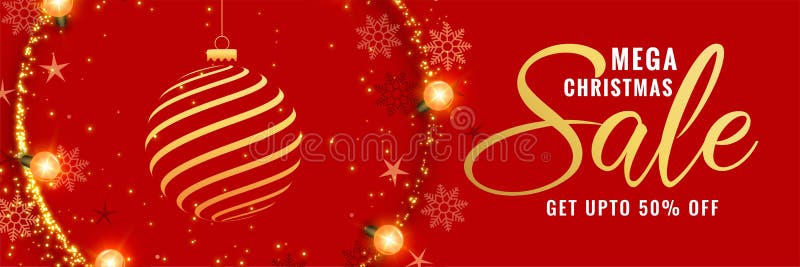 Mega Christmas Red Decorative Banner Design Stock Vector - Illustration ...