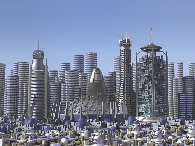 Mega city skyline stock illustration. Illustration of future - 231404416