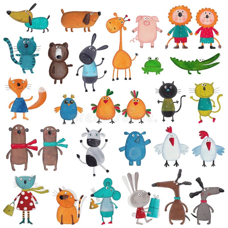 Mega Collection of Cartoon Pets Stock Illustration - Illustration of ...