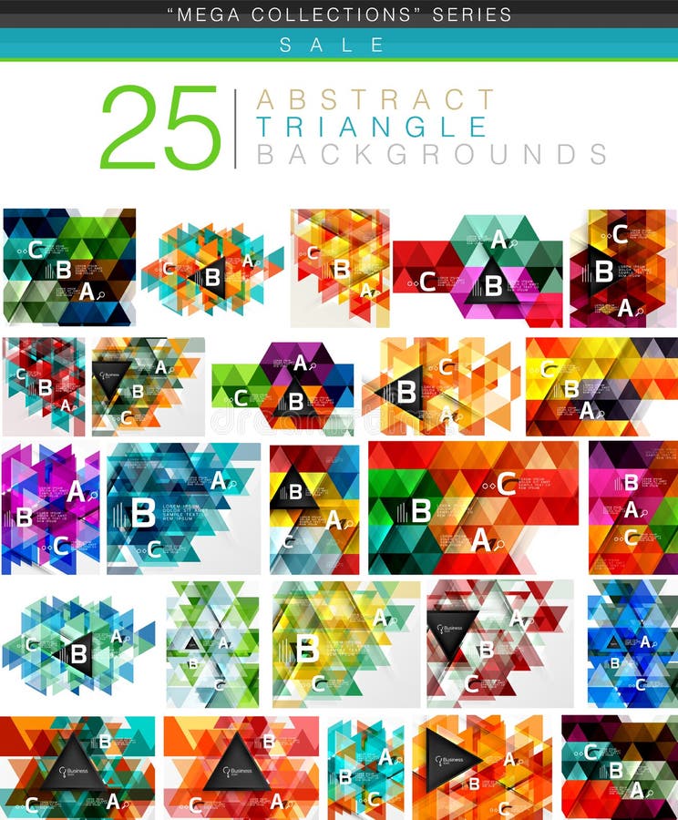Mega Collection of 24 Low Poly Triangle Abstract Backgrounds Stock ...