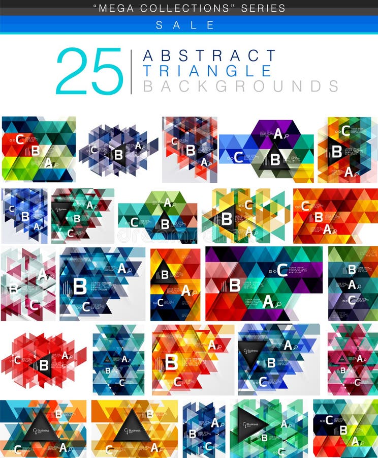 Mega Collection of 24 Low Poly Triangle Abstract Backgrounds Stock ...