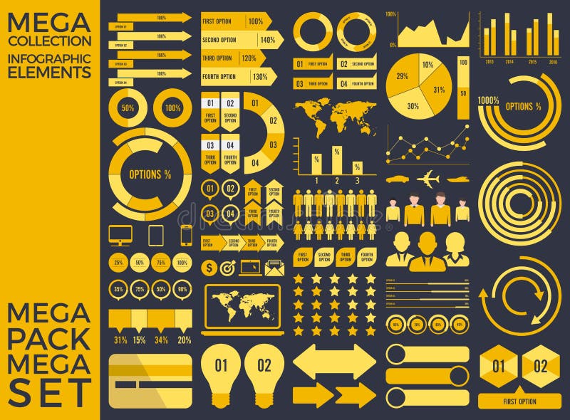 Mega Collection and Mega Set Infographic Elements Vector Design Stock ...