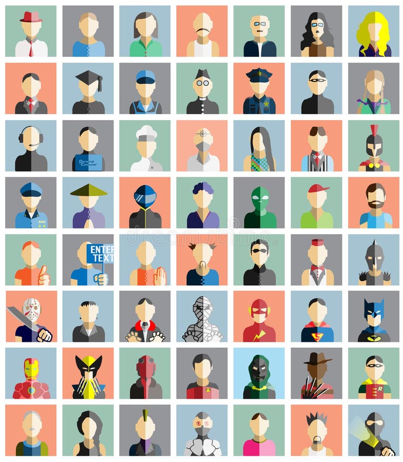 MEGA COLLECTION 56 of PEOPLE ICONS FLAT AVATAR Stock Vector ...