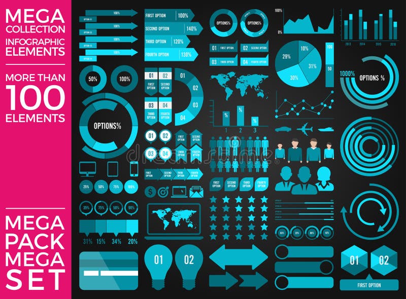 Mega Collection and Mega Set Infographic Elements Vector Design Stock ...