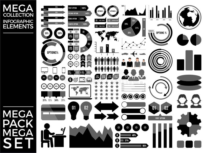 Mega Collection and Mega Set Infographic Elements Vector Design Stock ...