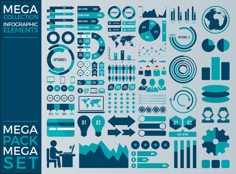 Mega Collection and Mega Set Infographic Elements Vector Design Stock ...