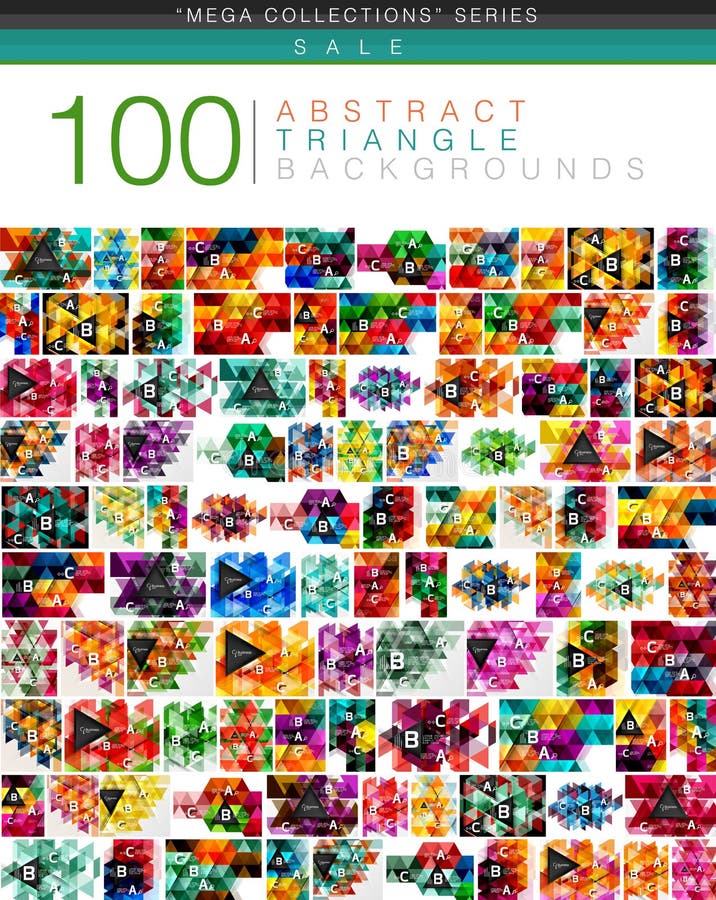 Mega Collection of 100 Triangle Abstract Backgrounds Stock Illustration ...