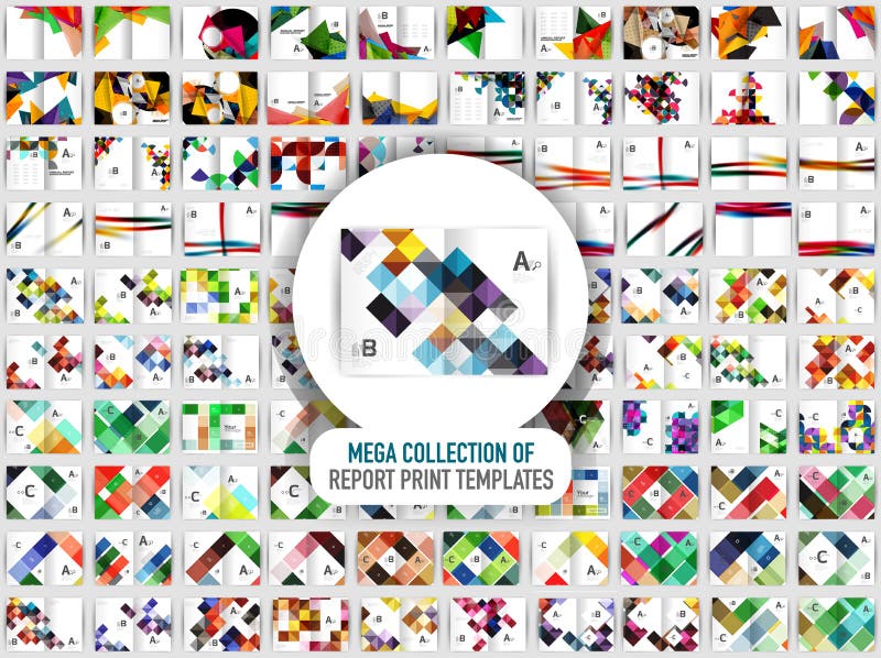 Mega Collection of 100 Vector Annual Report Print Templates Stock ...