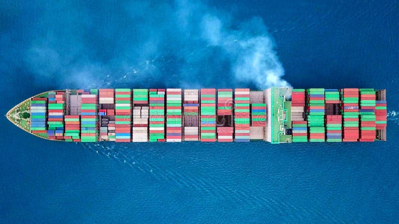 Mega container ship at sea stock photo. Image of export - 107212796