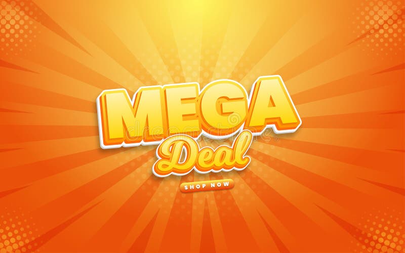 Mega Deal Banner with Editable Text Effect Stock Illustration ...