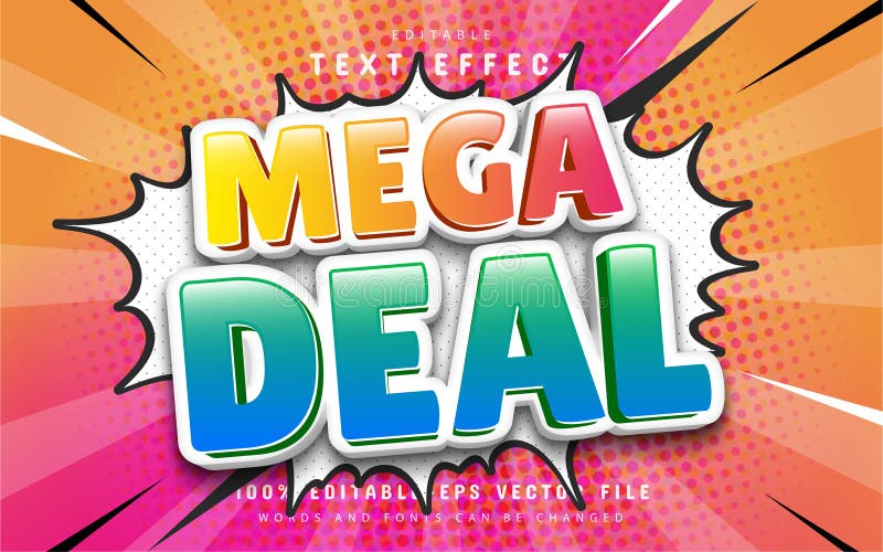 Mega Deal Comic Style Text Effect Stock Vector - Illustration of label ...