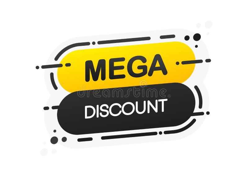 Mega Discount Flat Banner on White Background. Mega Sale. Abstract ...