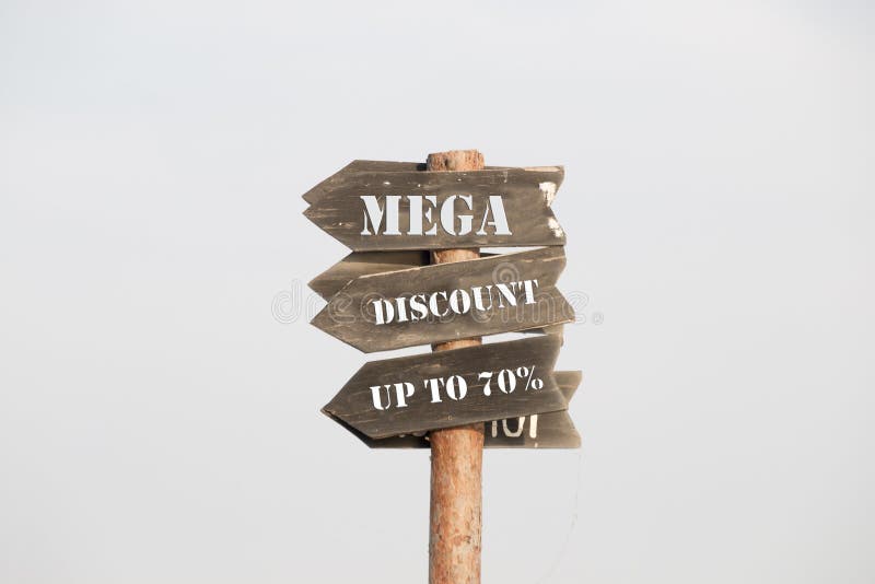 Mega discount idea stock image. Image of sign, wooden - 81657465