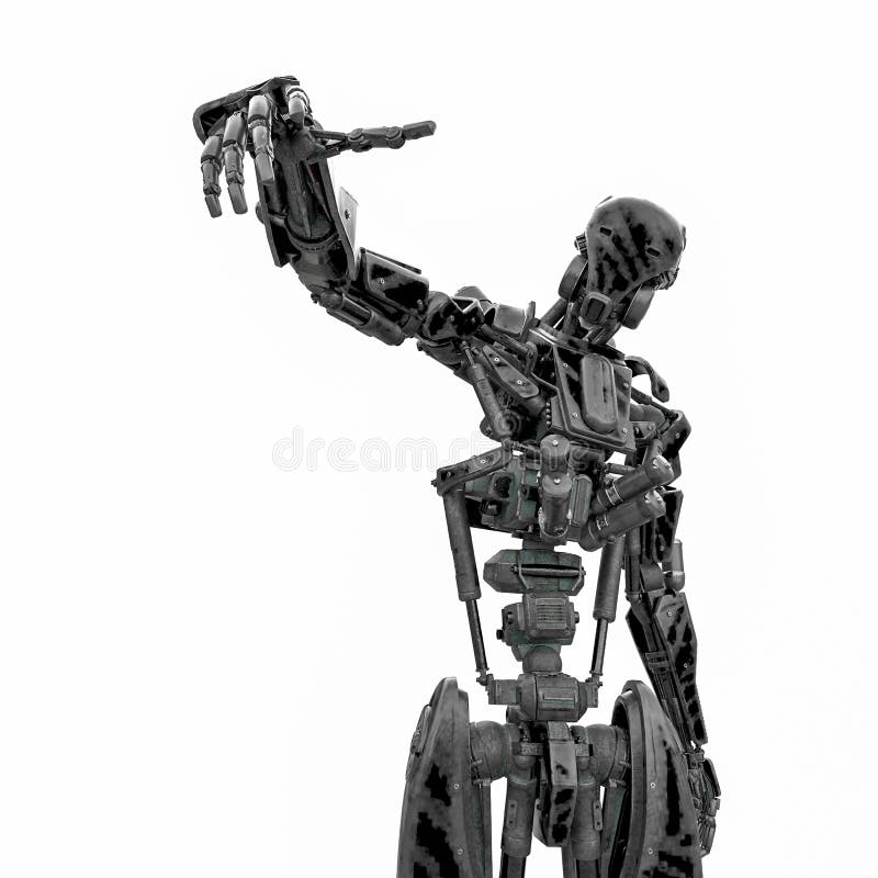 Mega Drone Soldier Robot is Doing a Gangster Pose Stock Illustration ...