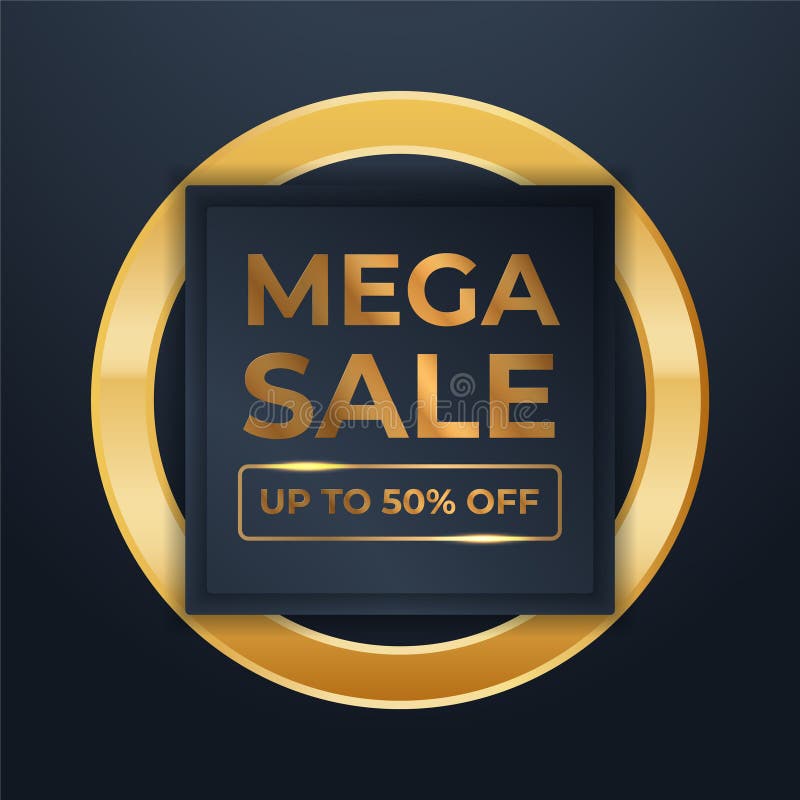 Mega Flash Sales Banners with Black Gold for Sales Stock Vector ...